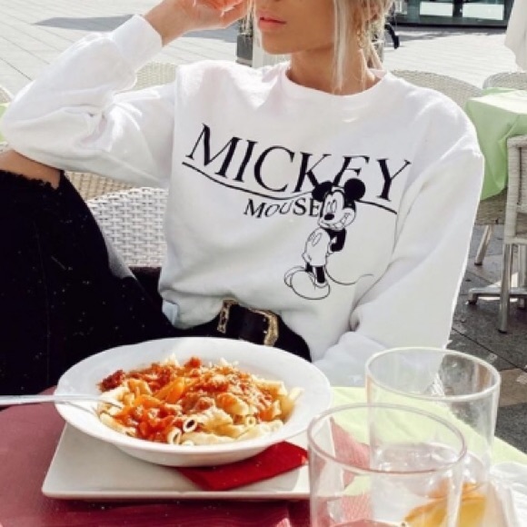 Zara | Tops | Zara Trf White Mickey Mouse Disney Sweatshirt | Poshmark